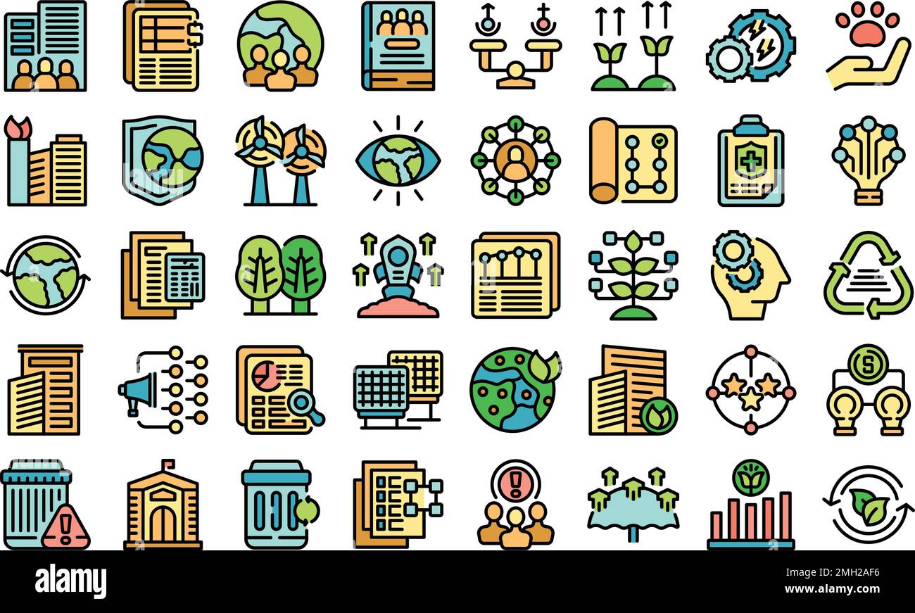 Environment social governence icons set outline vector. Esg corporate ...