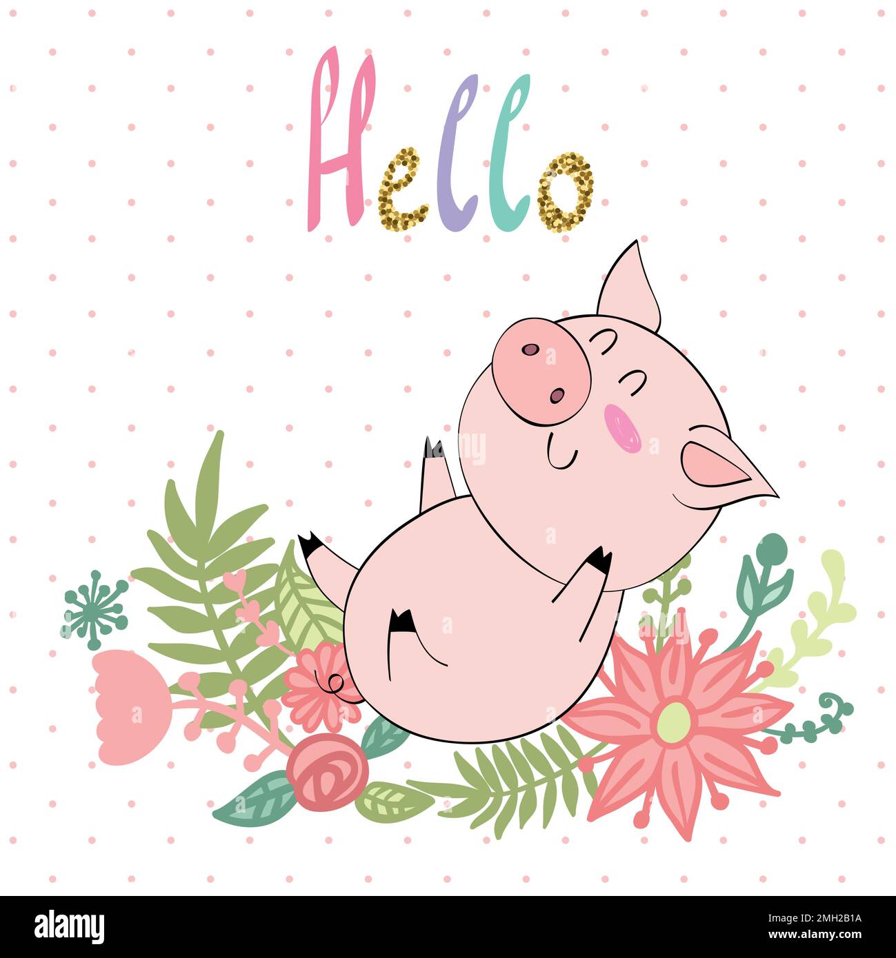 Pig spring flower Stock Vector Images - Alamy