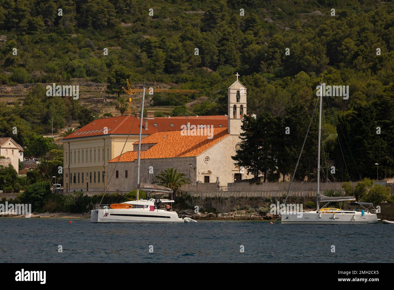 ISLAND OF VIS, CROATIA, EUROPE - Waterfront view of Vis harbor Stock ...