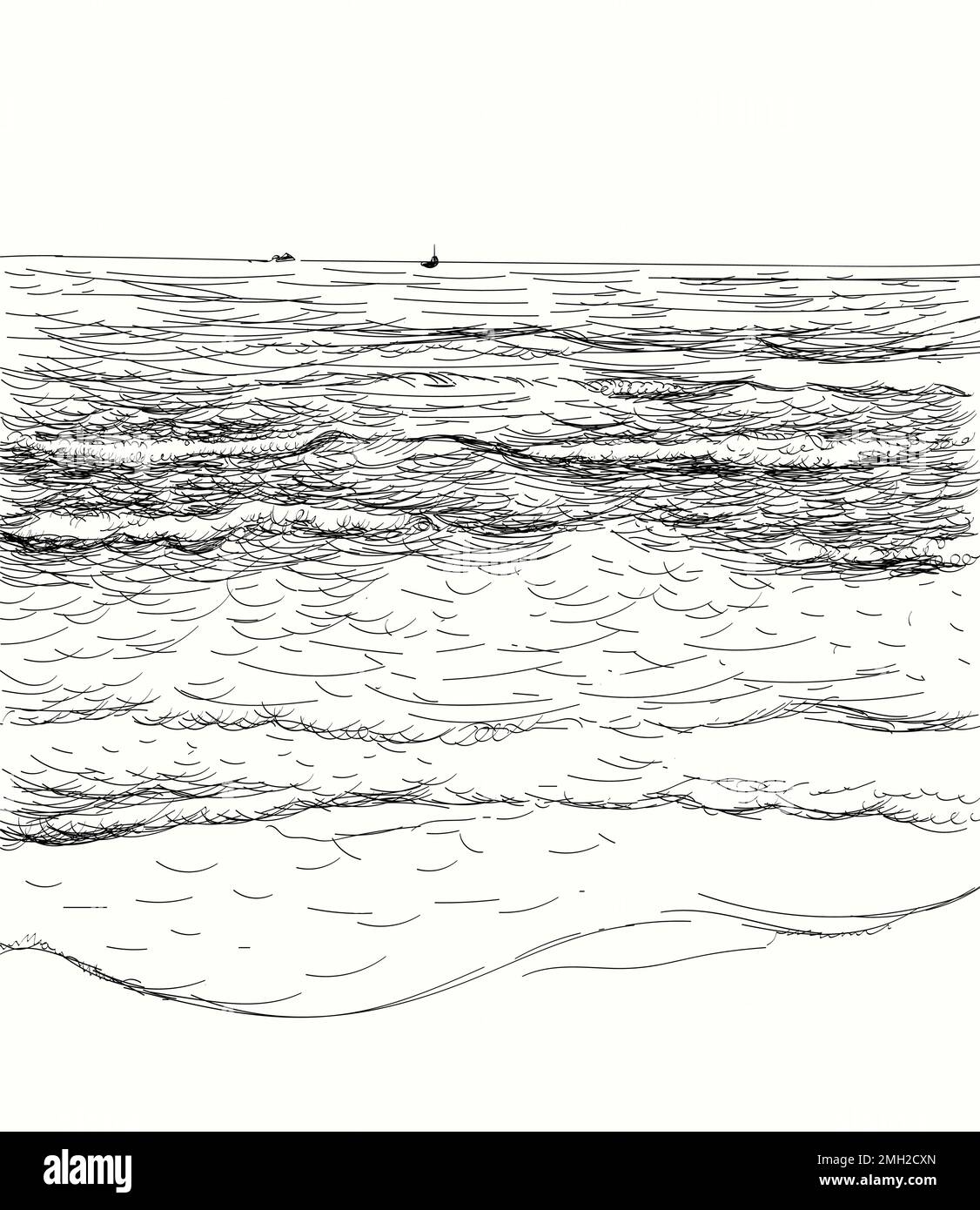 Seaside drawing sketch illustration hi-res stock photography and images ...