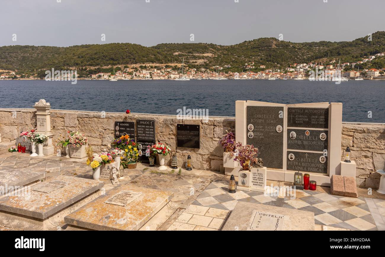 VIS, CROATIA, EUROPE - Cemetery at church of St. Jerome, on the Prirovo ...