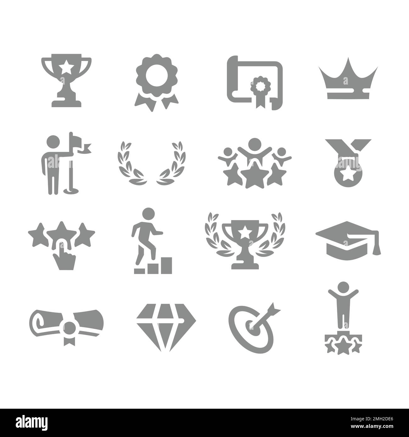 Award and achievement vector icon set. Cup, ribbon badge and laurel ...