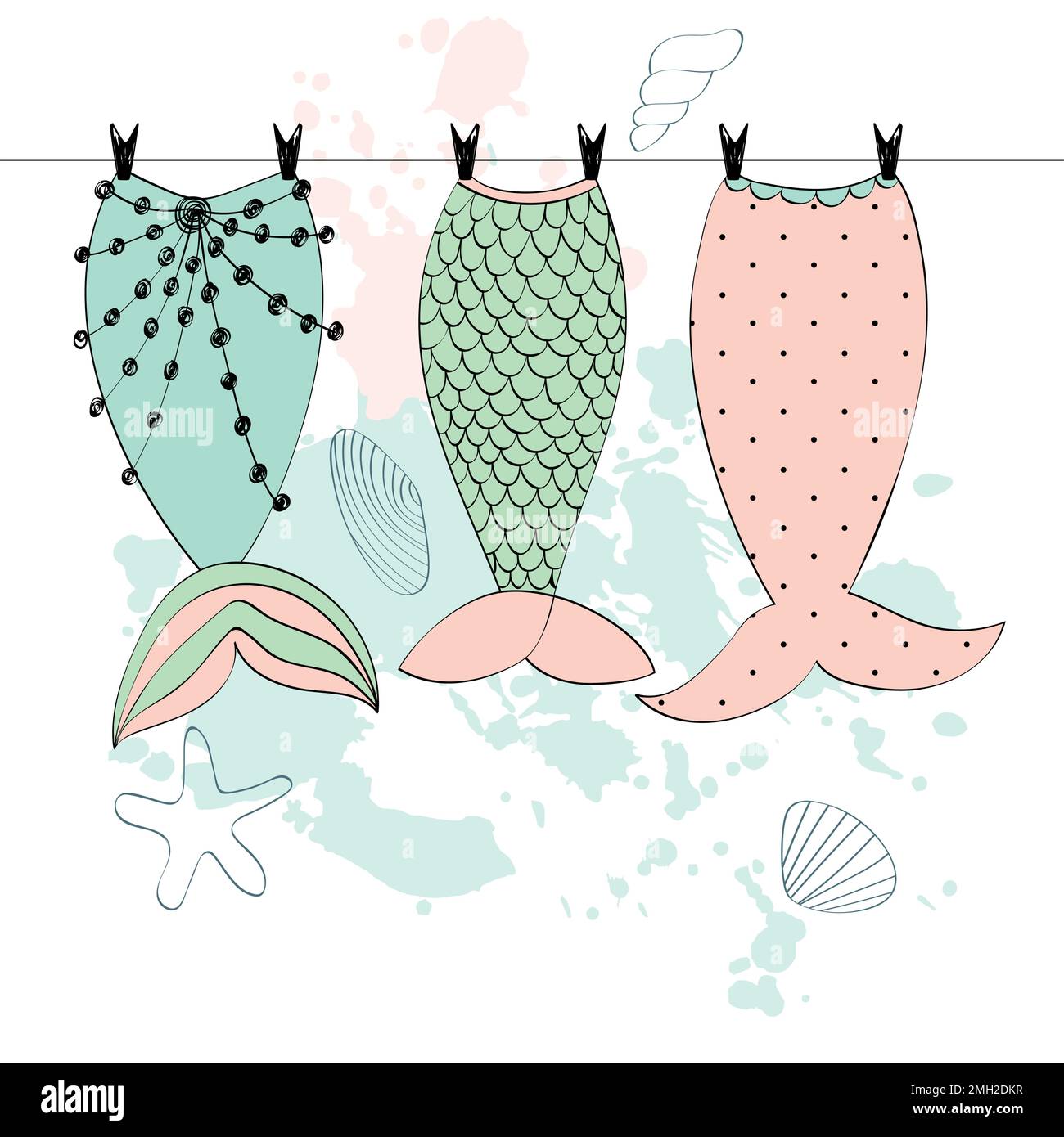 Vector cute mermaids Stock Vector Image & Art - Alamy