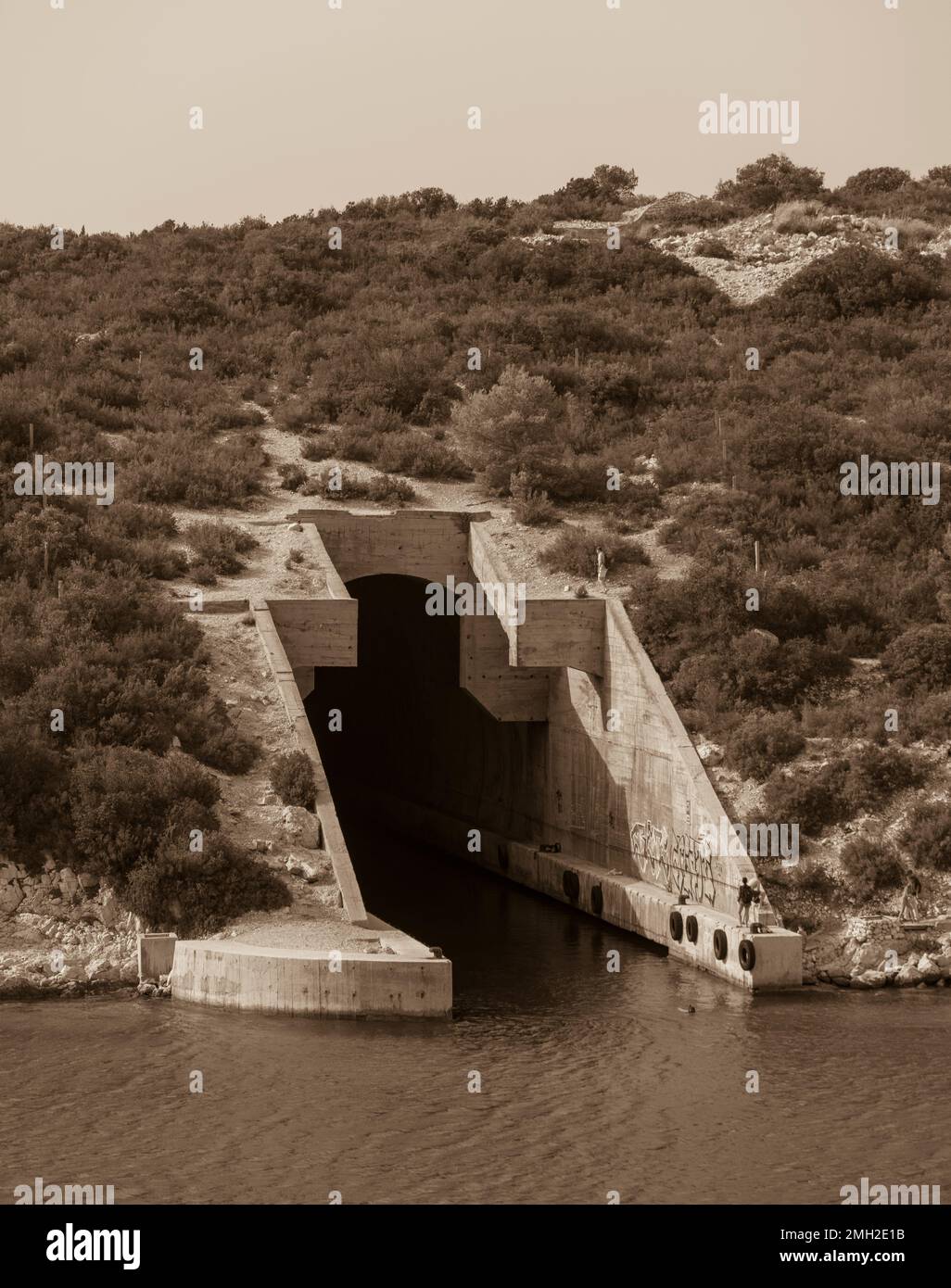 ISLAND OF VIS, CROATIA, EUROPE - Submarine tunnel in Parja Bay. Jastog ...