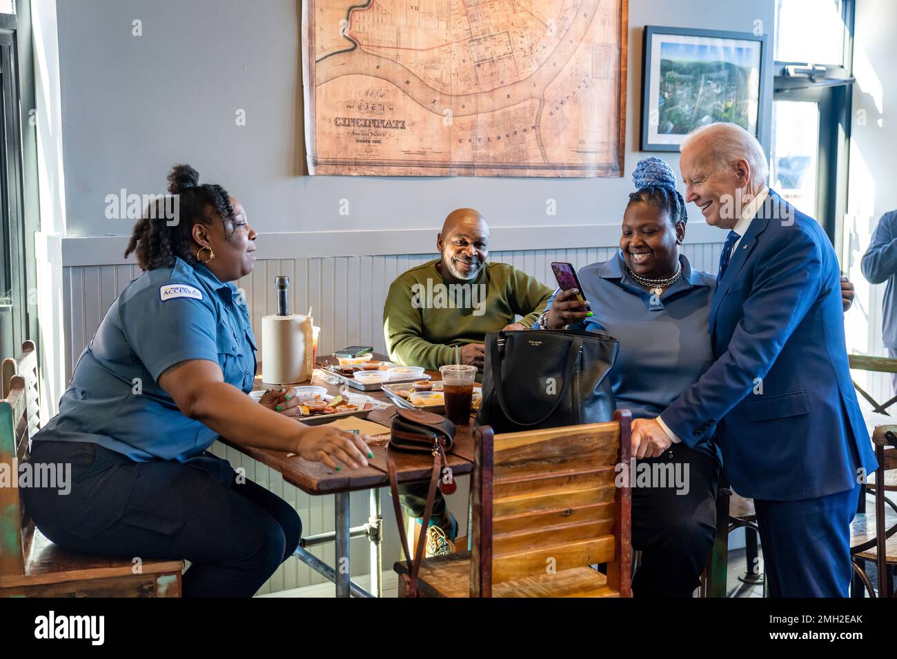 President Joe Biden stops at Just-Q’in barbecue restaurant, Wednesday ...