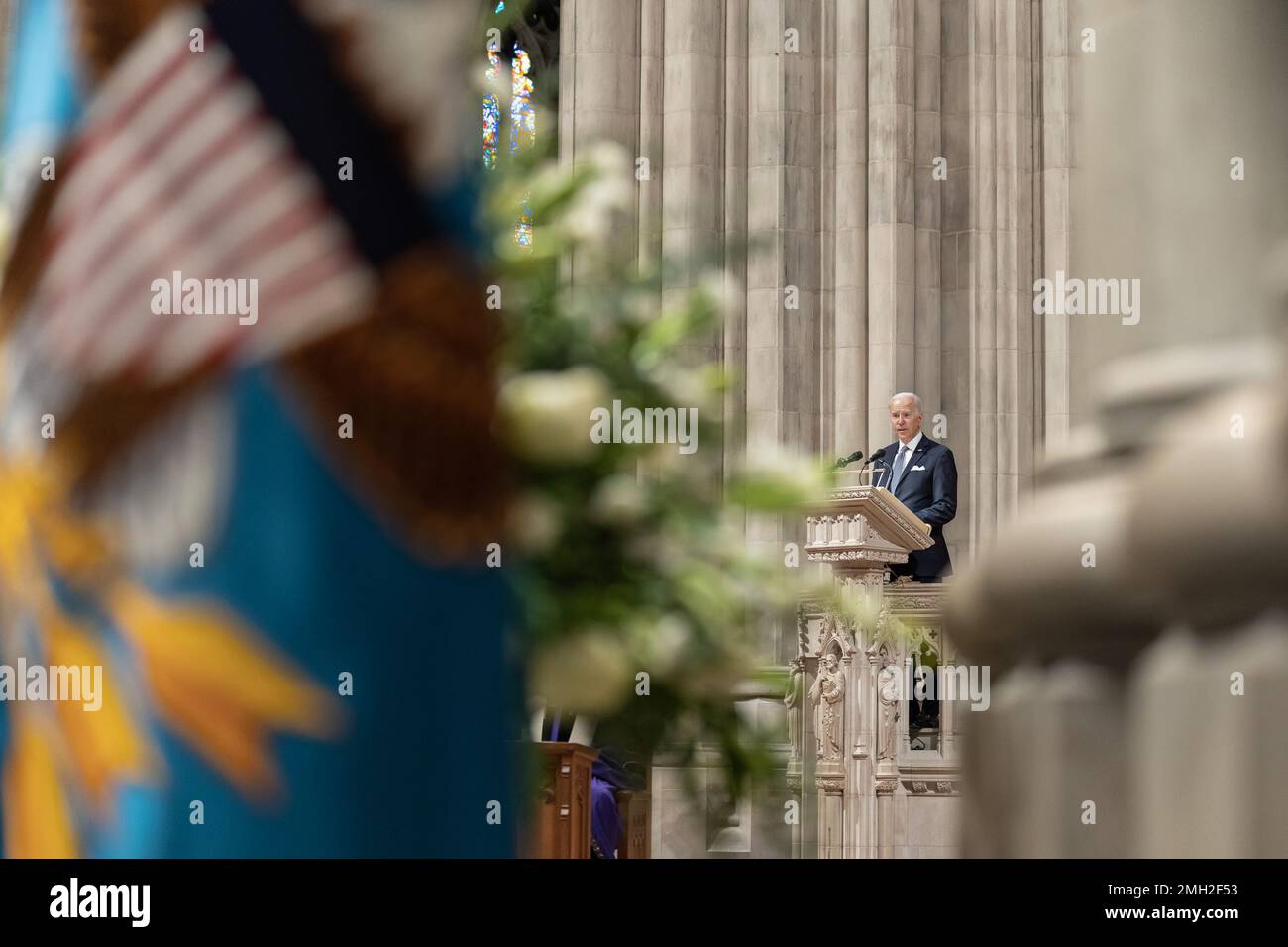 President Joe Biden attends the memorial service of former Secretary of ...