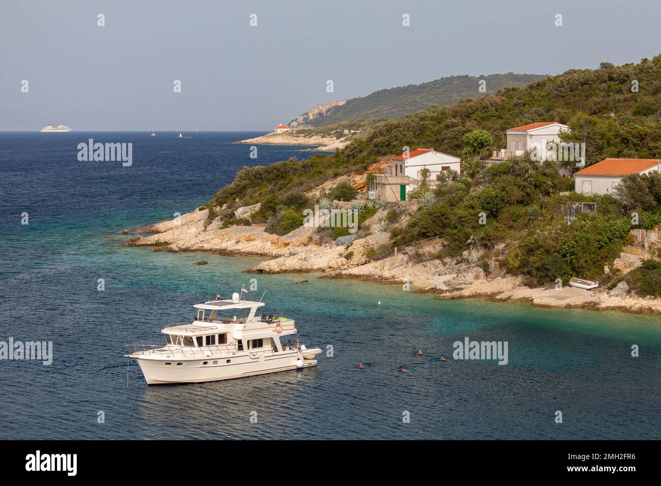 PARJA BAY, ISLAND OF VIS, CROATIA, EUROPE - Boating on coast of Vis ...