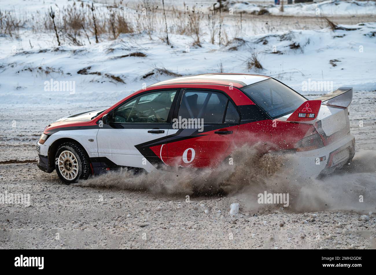 Tukums, Latvia - January. 7. 2023: Youngsters practice safe driving on ...