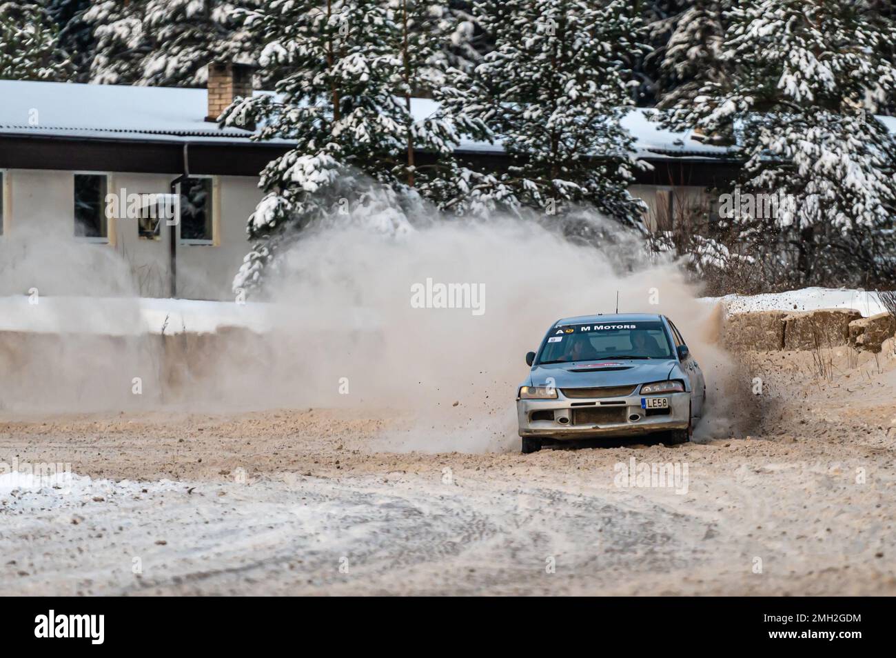 Tukums, Latvia - January. 7. 2023: Youngsters practice safe driving on ...