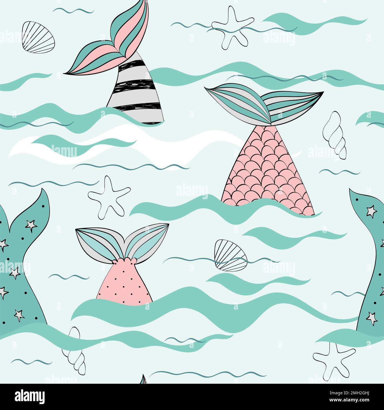 Vector cute mermaid Stock Vector Image & Art - Alamy