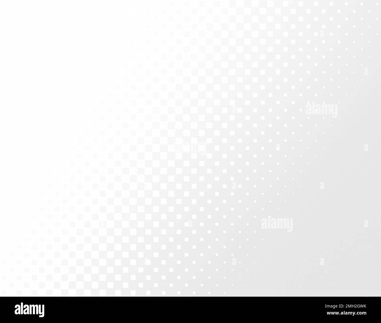 Abstract light gray square shaped halftone pattern on white background ...