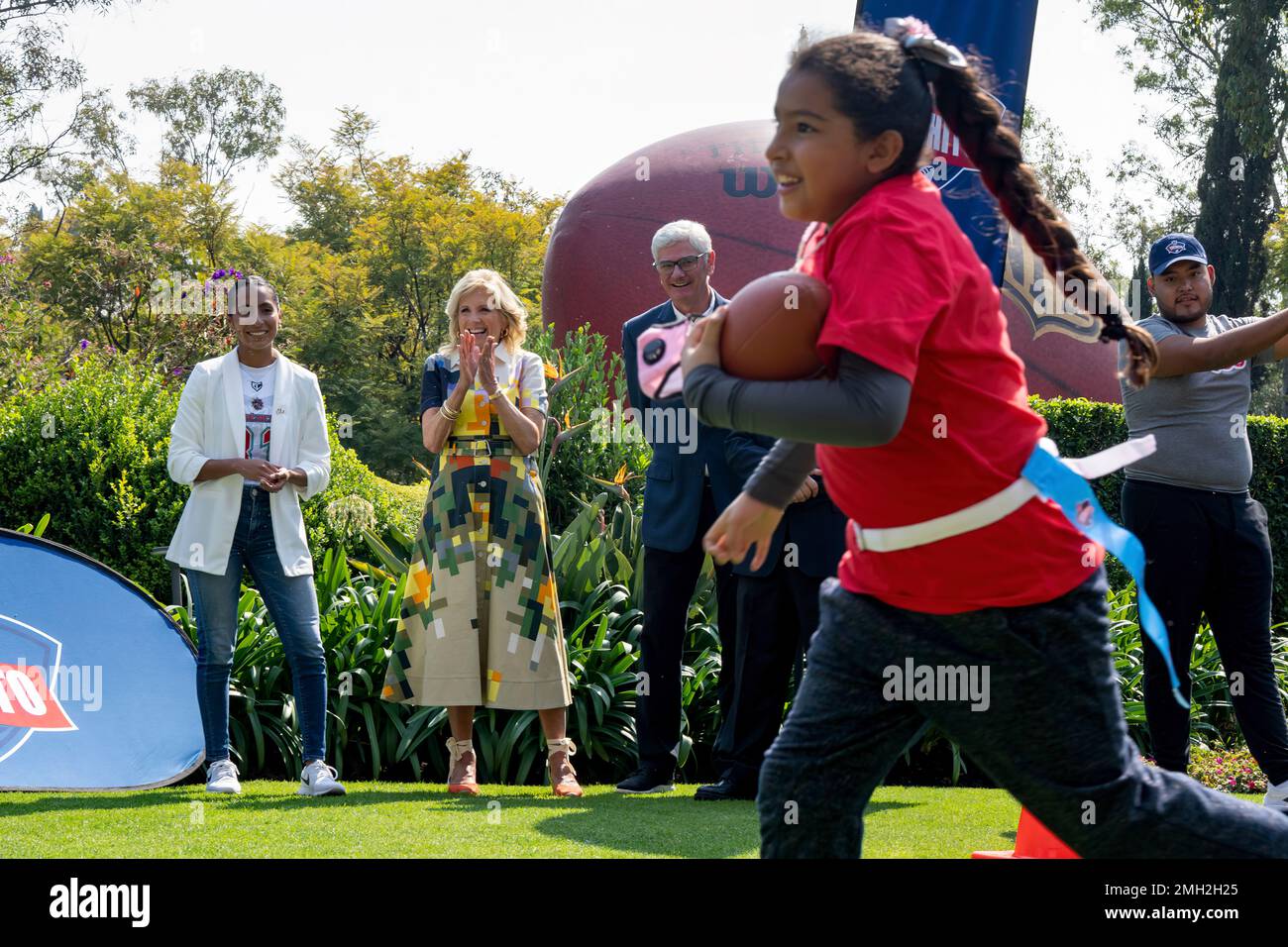 First Lady Jill Biden attends a Tochito NFL Skills Clinic, Monday ...