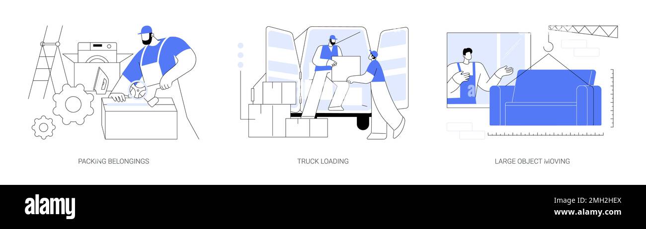 Moving company services abstract concept vector illustration set ...