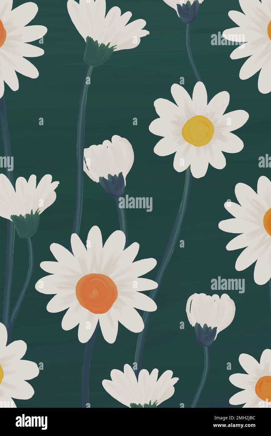 Hand drawn daisy patterned background vector Stock Vector Image & Art ...