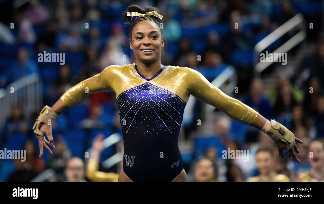 Washington's Amara Cunningham during an NCAA gymnastics meet on Friday ...
