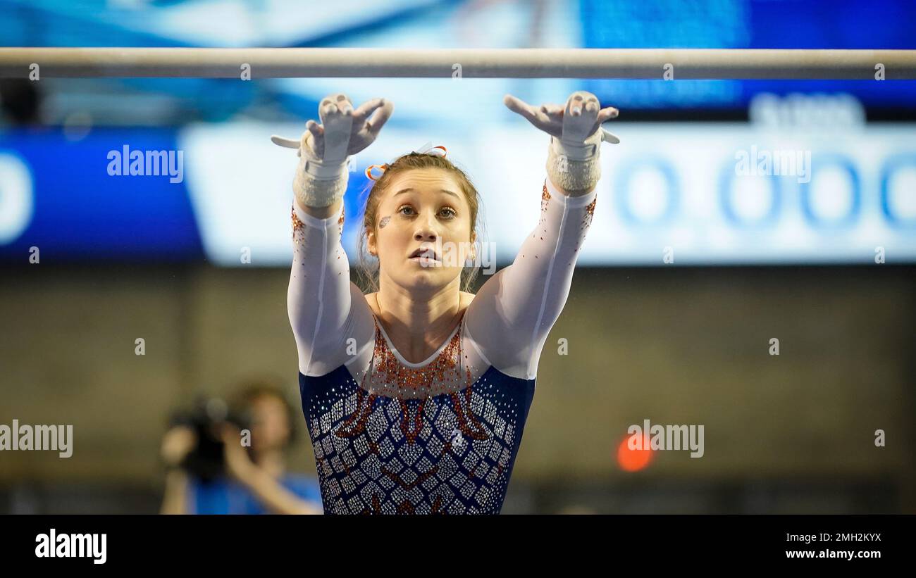 Florida's Payton Richards performs on the uneven bars during an NCAA ...