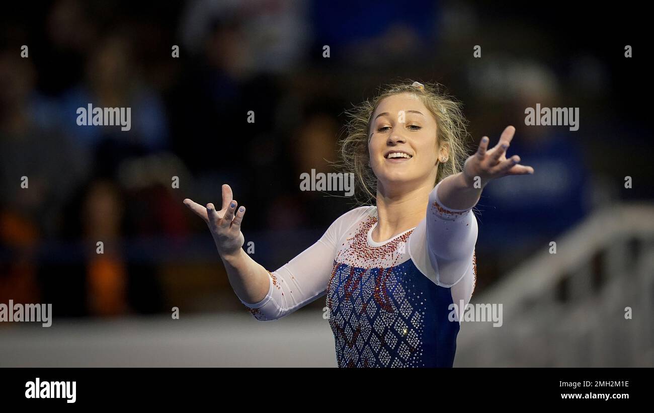 Florida's Payton Richards performs on the beam during an NCAA ...