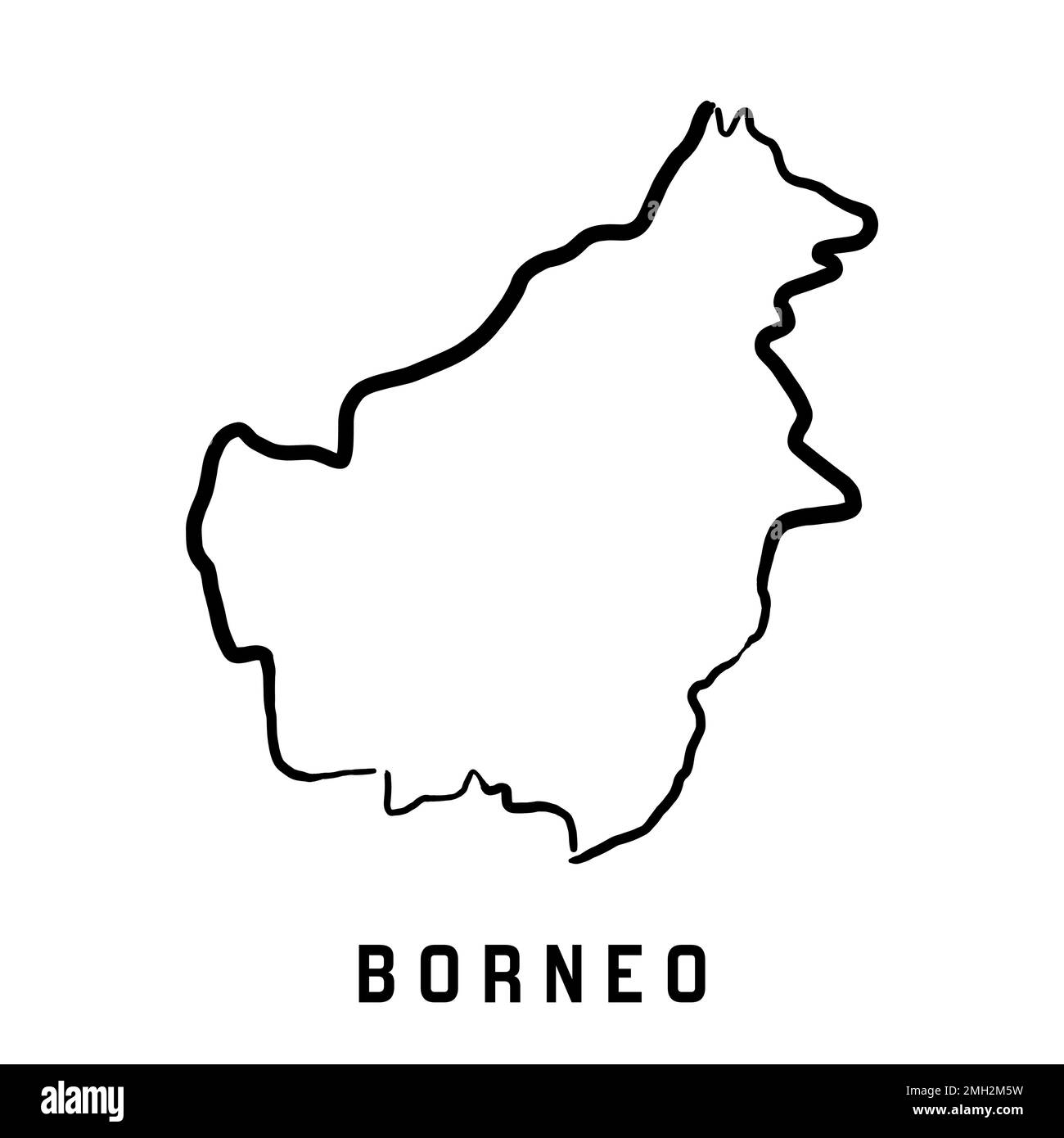 Borneo island map in Indonesia. Simple outline. Vector hand drawn ...