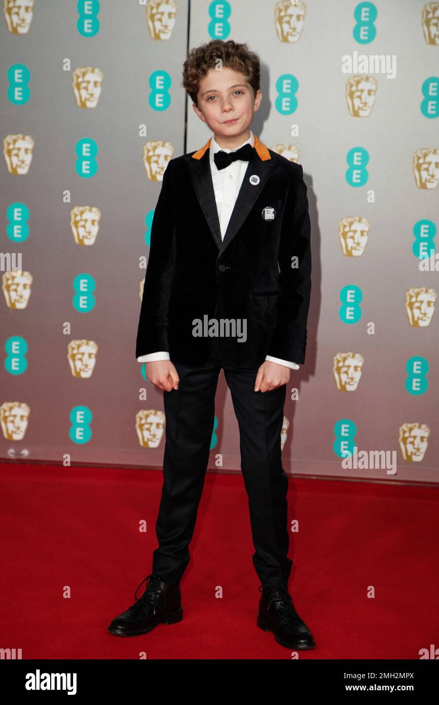 Roman Griffin Davis poses for photographers upon arrival at the Bafta ...