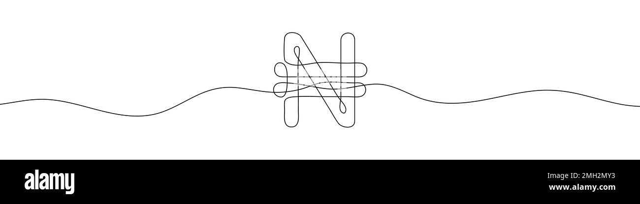 Continuous line drawing of Naira currency symbol. Line art of the ...
