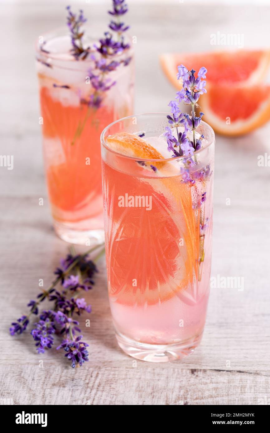 A cocktail of grapefruit and lavender paired with tequila, full of ...