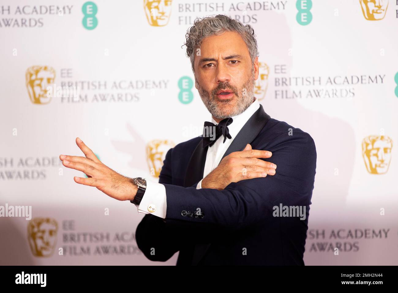 Director Taika Waititi pose backstage at the Bafta Film Awards, in ...