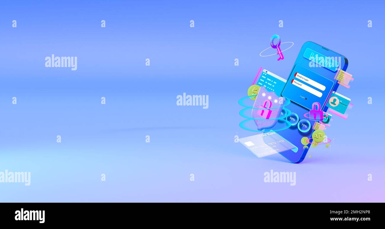 Smartphone Online banking, login, protection, The concept of a smart ...