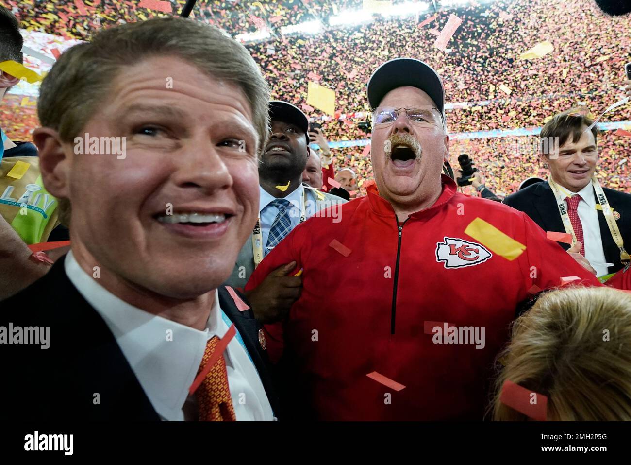Kansas City Chiefs Chairman Clark Hunt, left, and head coach Andy Reid ...