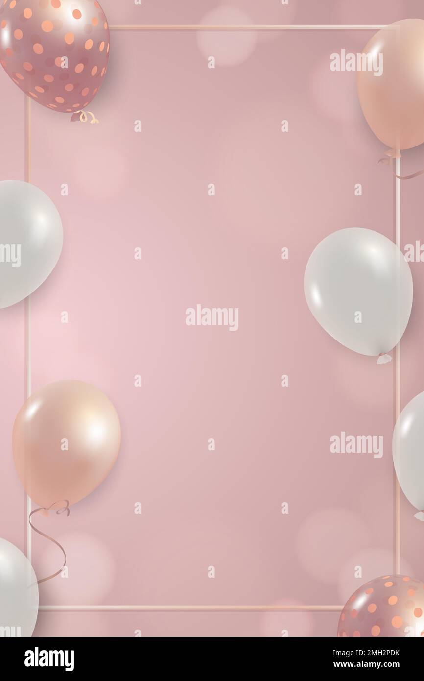 White and pink balloons frame design vector Stock Vector Image & Art ...