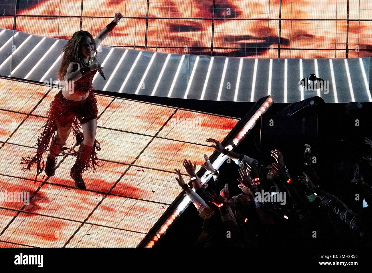Singer Shakira performs, during the halftime show at the NFL Super Bowl ...