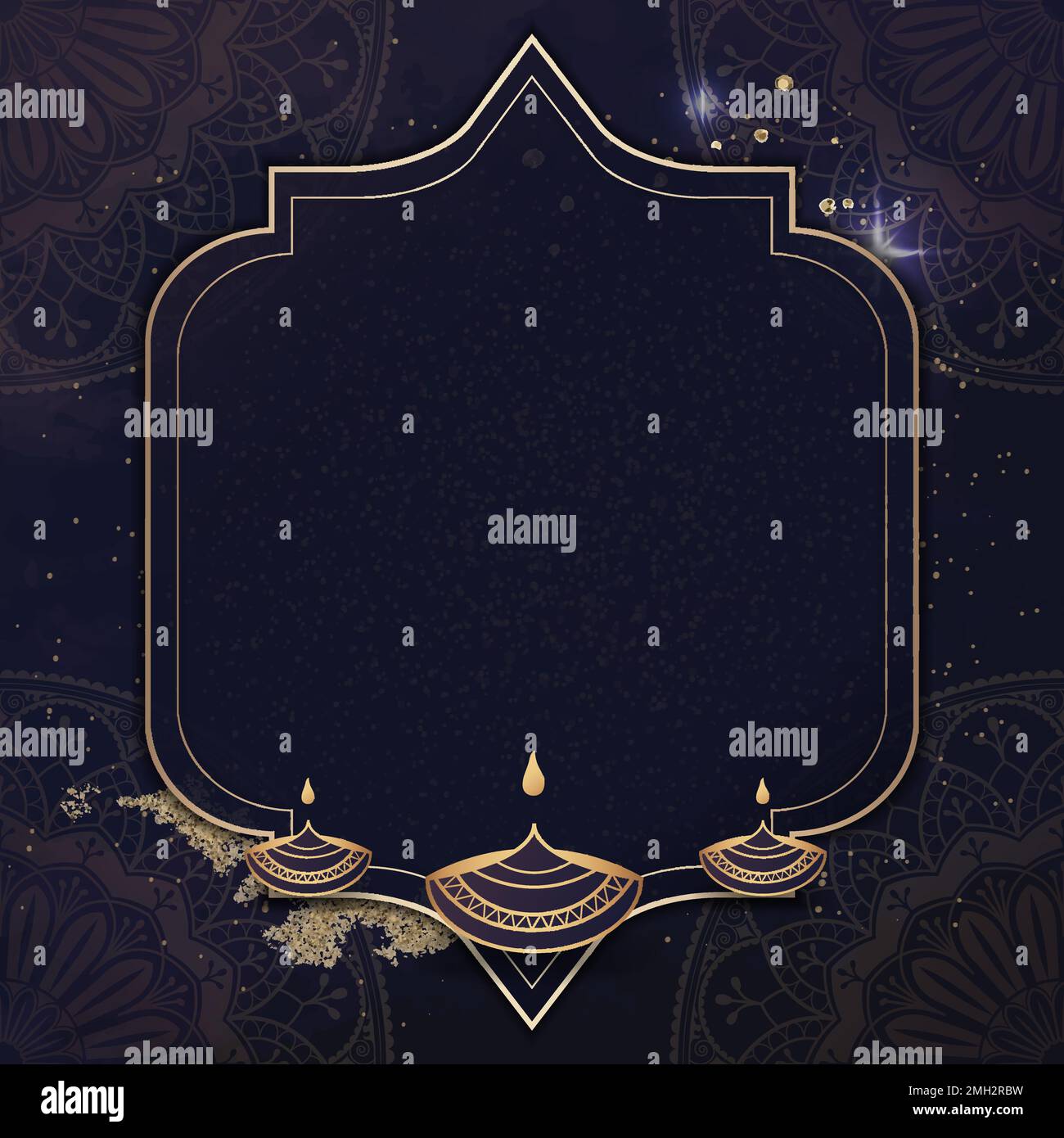 Gold frame on Diwali pattern background vector Stock Vector Image & Art ...