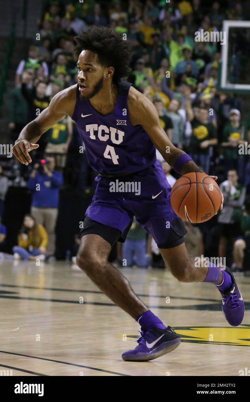 TCU guard PJ Fuller runs up court against Baylor in the first half of ...