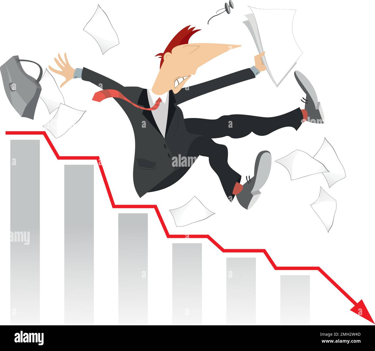 Businessman. Business going down . Concept. Falling businessman and ...
