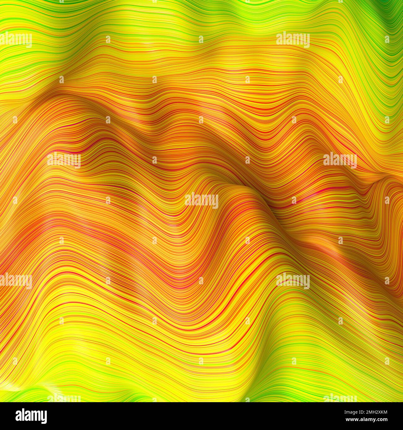 Multi-colored curved structured wavy shape in orange and green tones ...