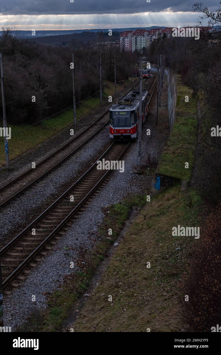 Two trams crossing hi-res stock photography and images - Alamy