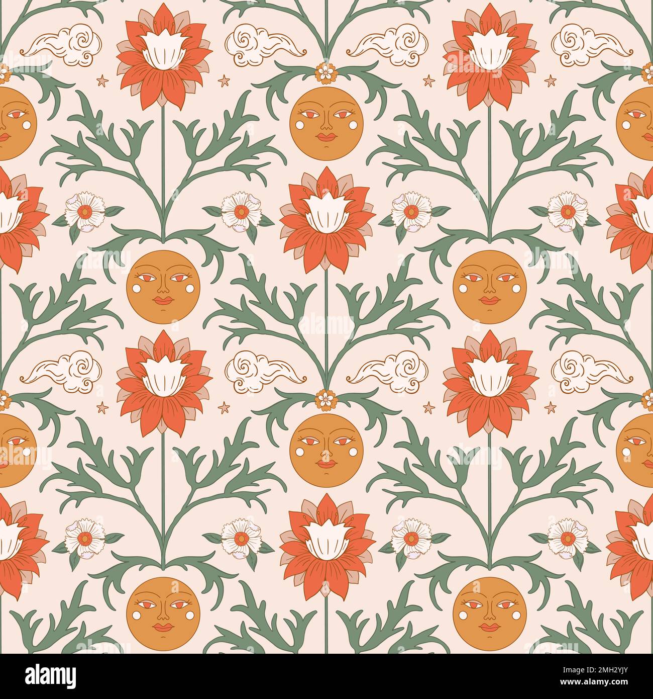 Floral retro boho pattern. Flower Power. Hippie pattern of the sixties ...