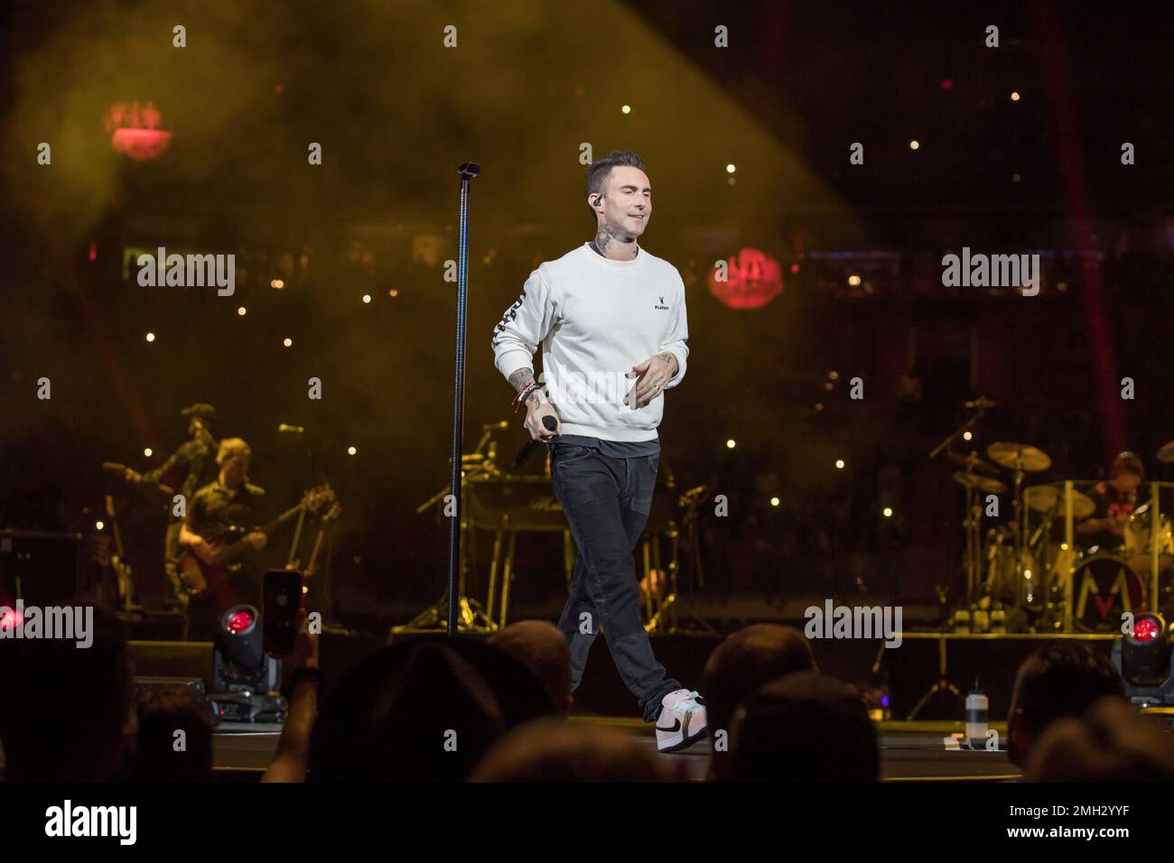 Maroon 5 performs on Saturday, Feb. 1, 2020, in Miami. (AP Photo/Jeff ...