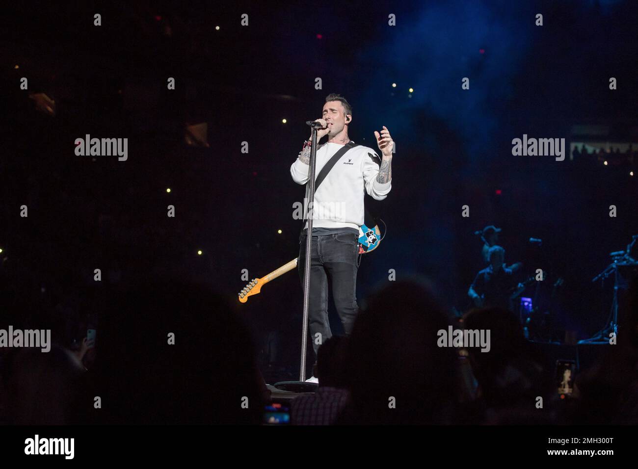 Maroon 5 performs on Saturday, Feb. 1, 2020, in Miami. (AP Photo/Jeff ...