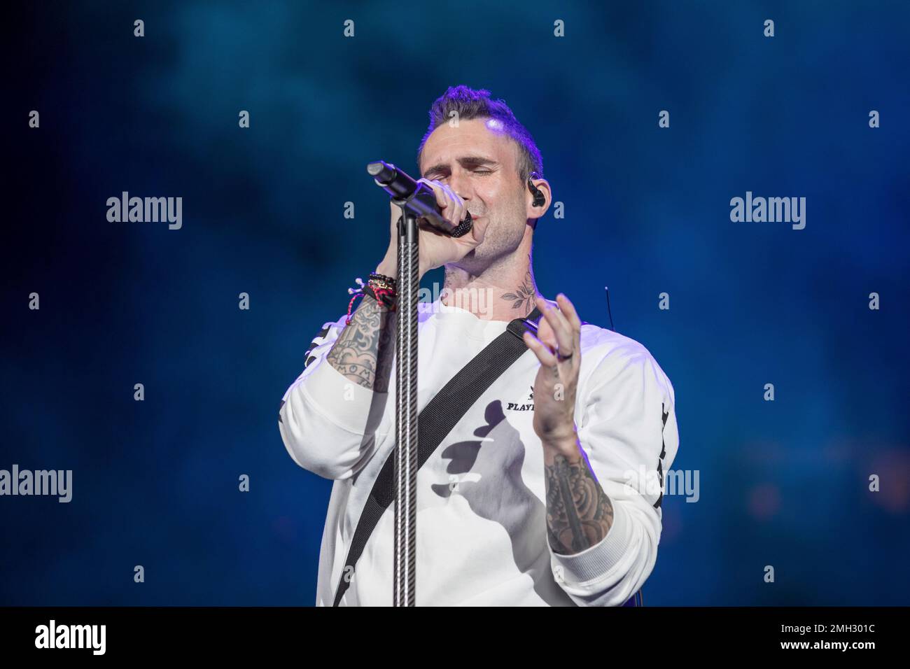Maroon 5 performs on Saturday, Feb. 1, 2020, in Miami. (AP Photo/Jeff ...