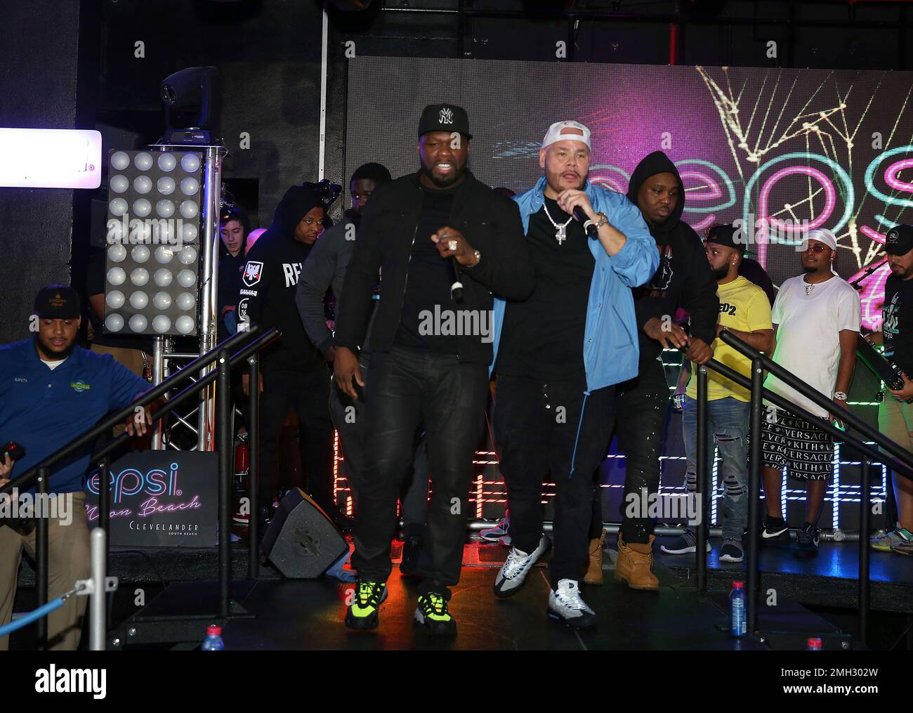 Rappers 50 Cent and Fat Joe perform at the Pepsi Super Splash Pool ...