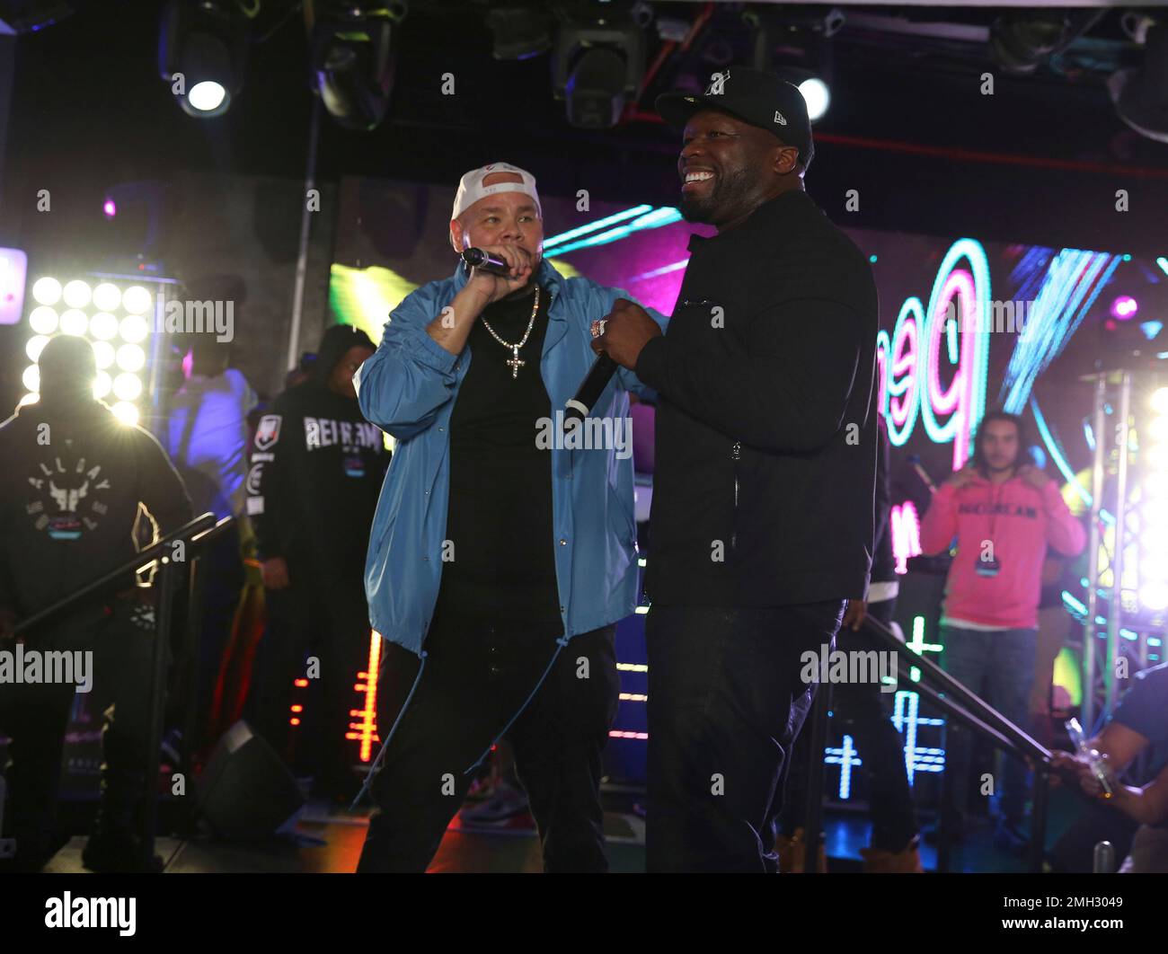 Rappers 50 Cent and Fat Joe perform at the Pepsi Super Splash Pool ...