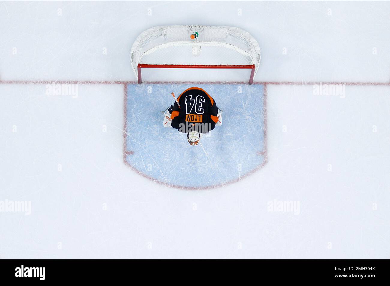 Philadelphia Flyers' Alex Lyon plays during an NHL hockey game against ...
