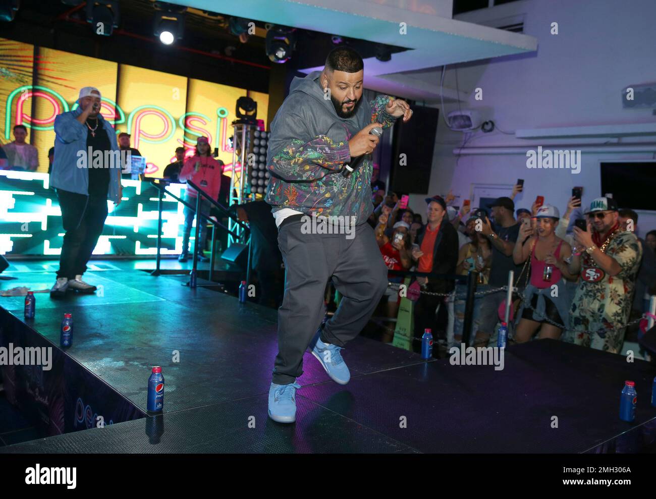 DJ Kaled performs at the Pepsi Super Splash Pool Party at Pepsi Neon ...