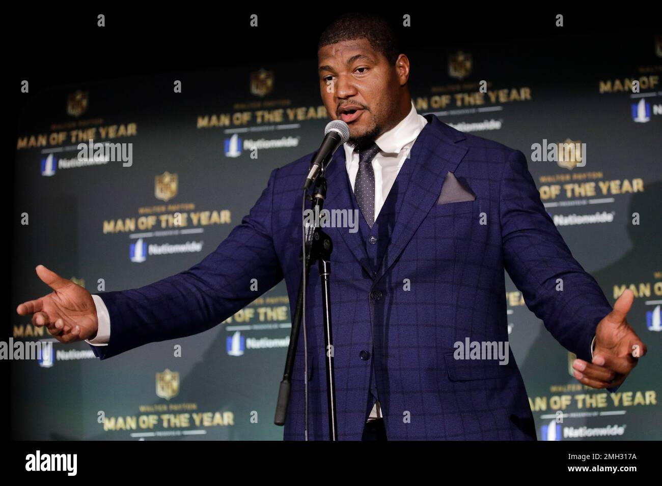 Jacksonville Jaguars' Calais Campbell speaks after winning the Walter ...