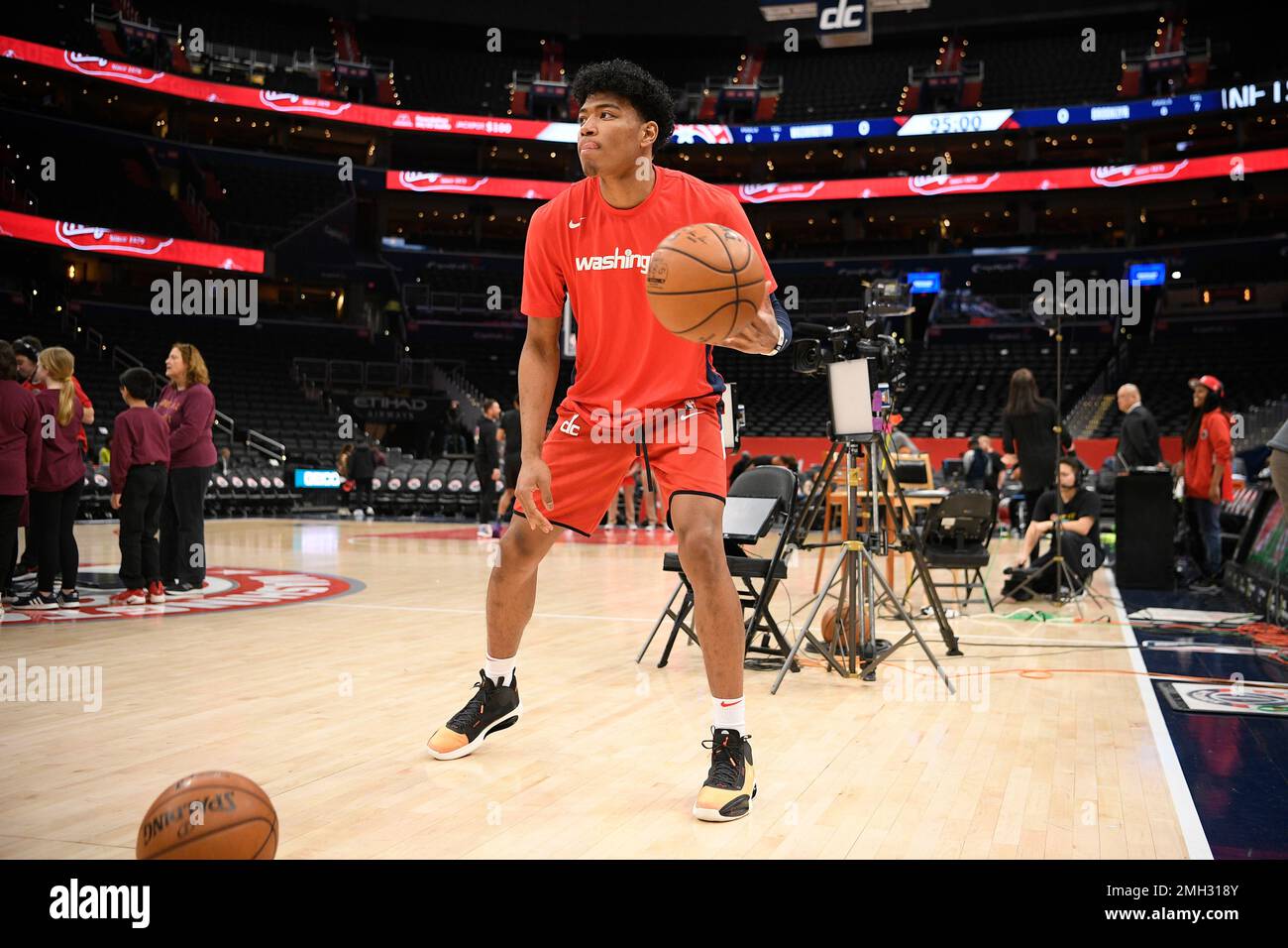 Washington Wizards forward Rui Hachimura, of Japan, works out prior to ...