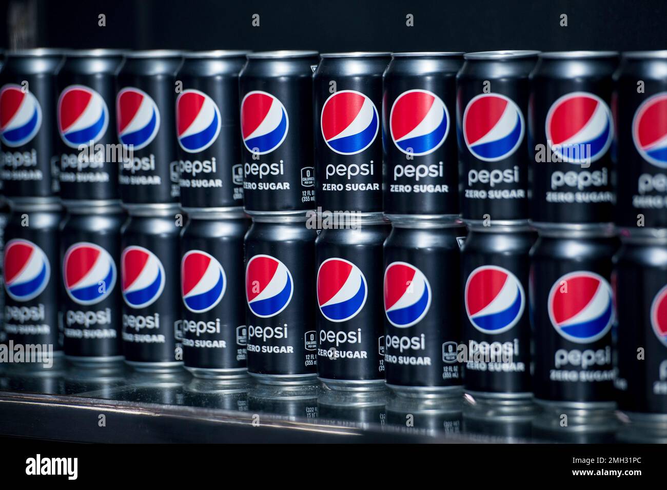 Cans of Pepsi are seen on display at Pepsi Zero Sugar Super Bowl Party ...