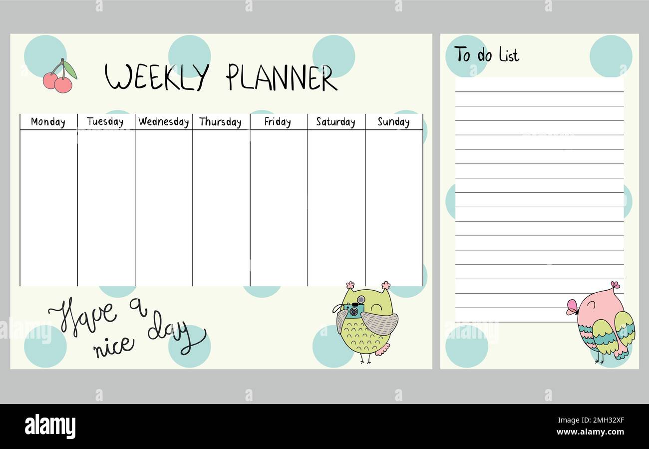 Printable weekly planner Stock Vector Images - Alamy