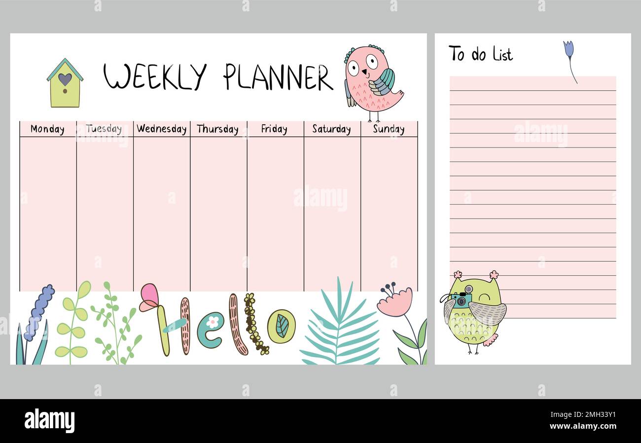 Printable weekly planner Stock Vector Images - Alamy
