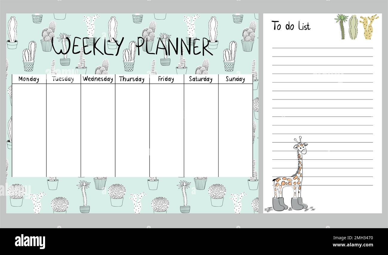 Vector weekly planner Stock Vector Image & Art - Alamy
