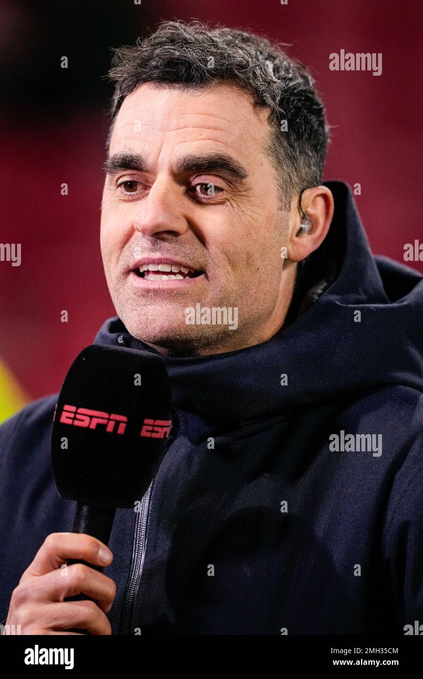 AMSTERDAM, NETHERLANDS - JANUARY 26: ESPN analyst Kenneth Perez during the Dutch Eredivisie ...